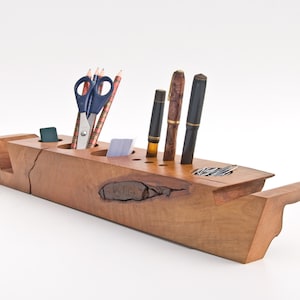 Unique Wooden Desk Organizer / Large Desktop Storage / Handmade One of ...