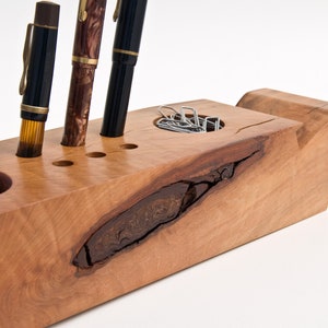 Unique Wooden Desk Organizer / Large Desktop Storage / Handmade One of ...