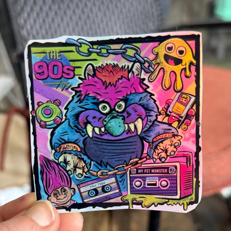 90s Nostalgia Sticker | Rainbow Holographic Retro Vinyl Decal - Etsy