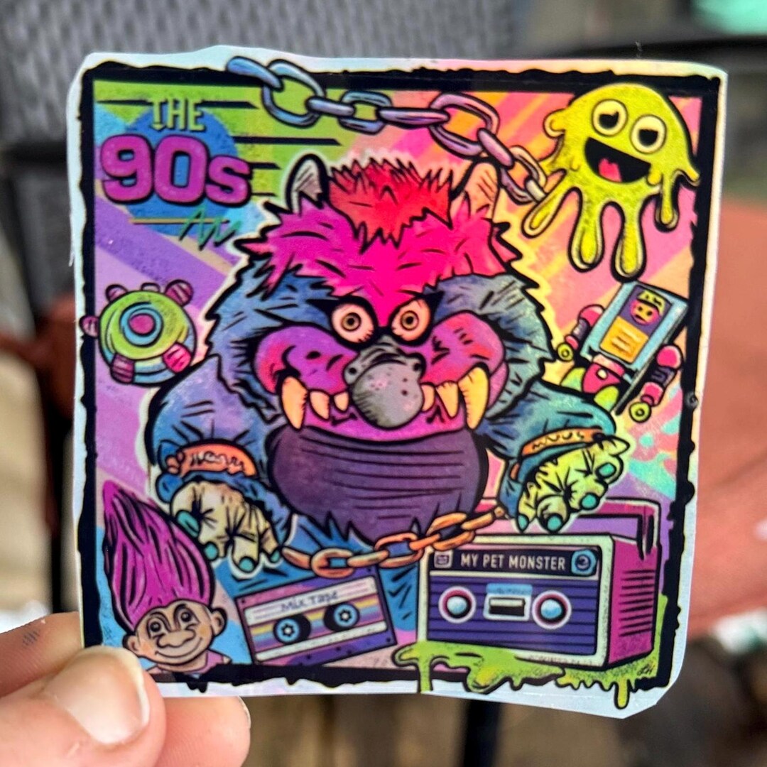 90s Nostalgia Sticker | Rainbow Holographic Retro Vinyl Decal - Etsy