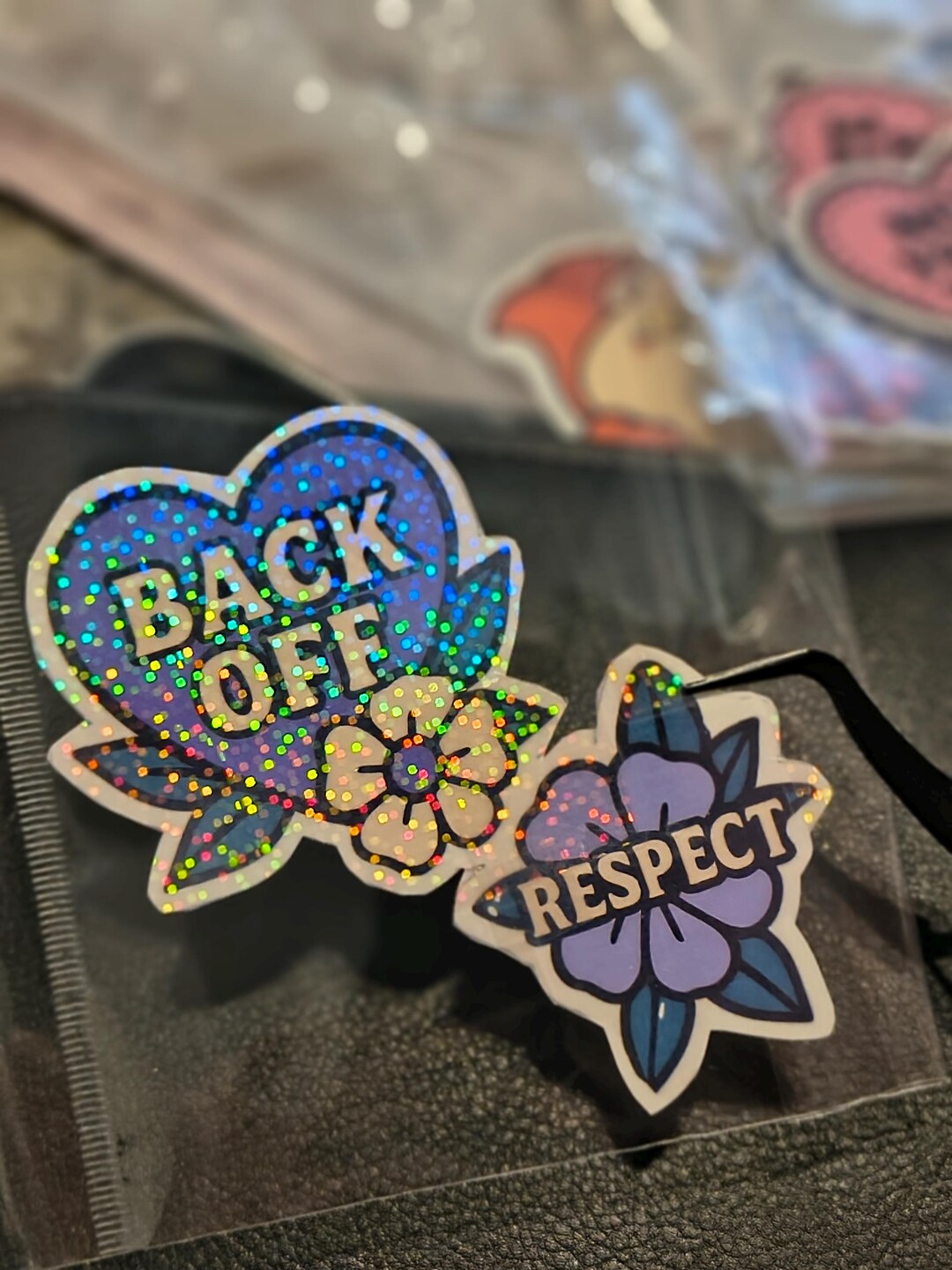 Holographic Back off Respect Sticker: Rainbow Floral Vinyl Decal - Etsy