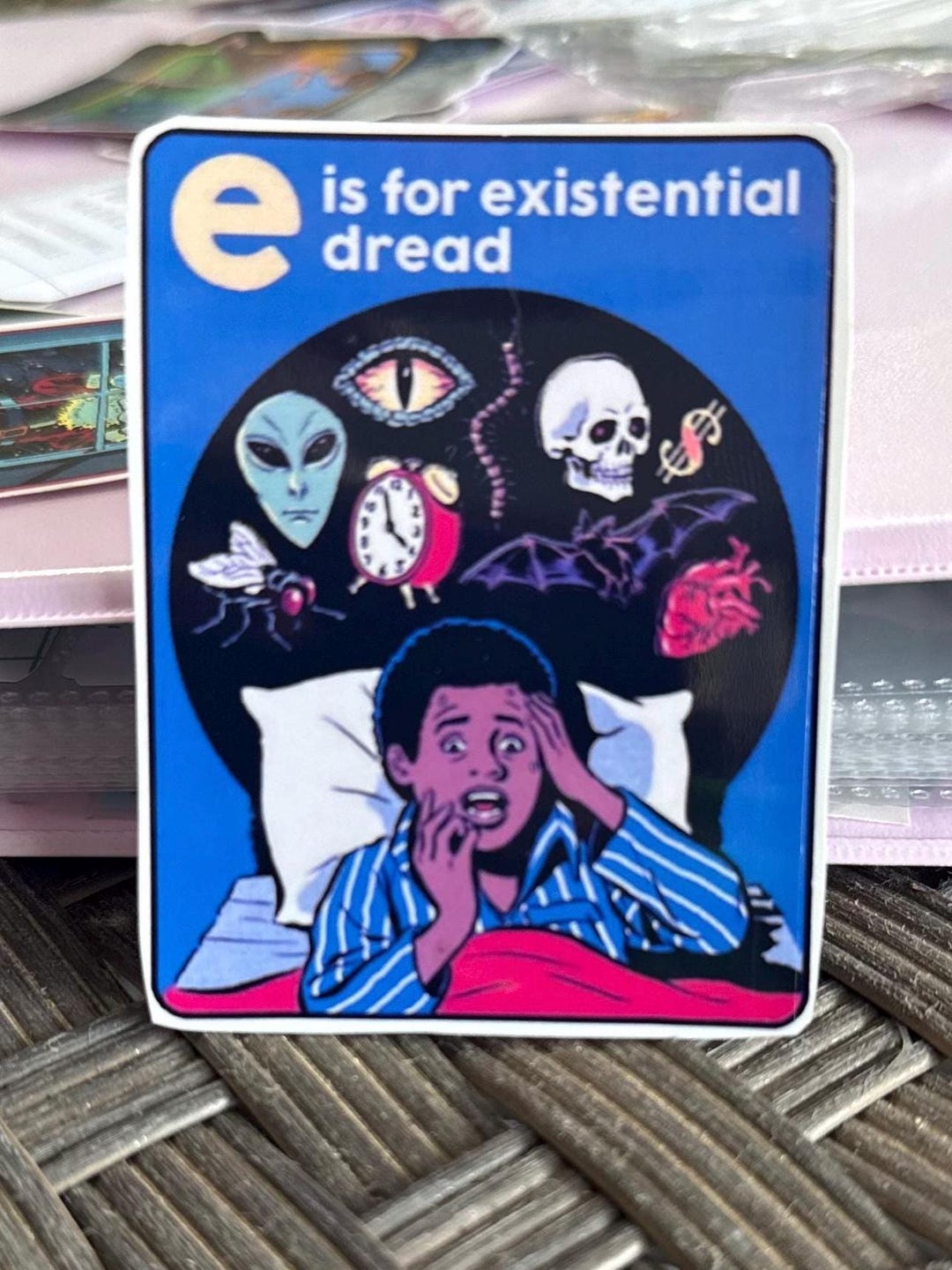 E is for Existential Dread Sticker - Funny Retro Comic Alien Decal - Etsy