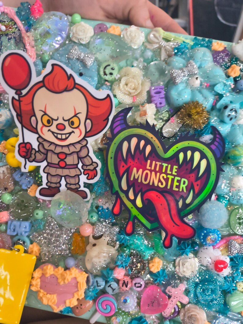 Horror Clown & Monster Heart Sticker Duo | Spooky Vinyl Decals - Etsy