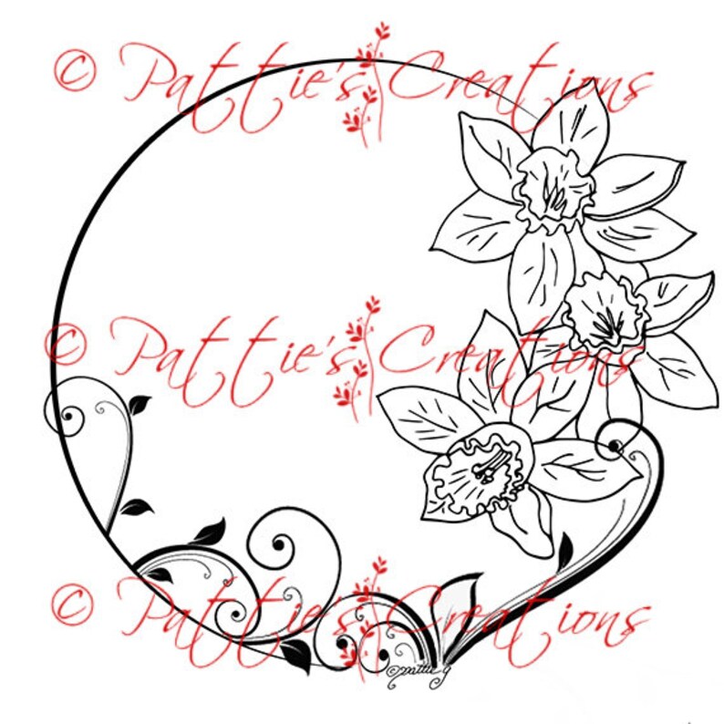 Daffodils Circle Scroll - Etsy