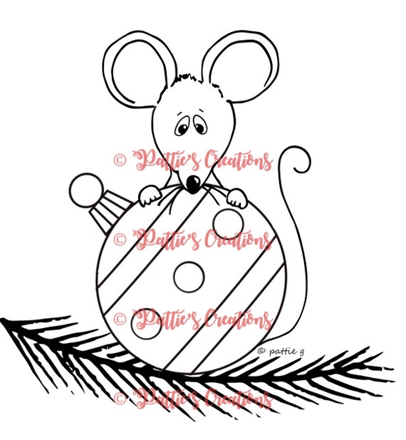 Mouse with Christmas Ornament | Etsy