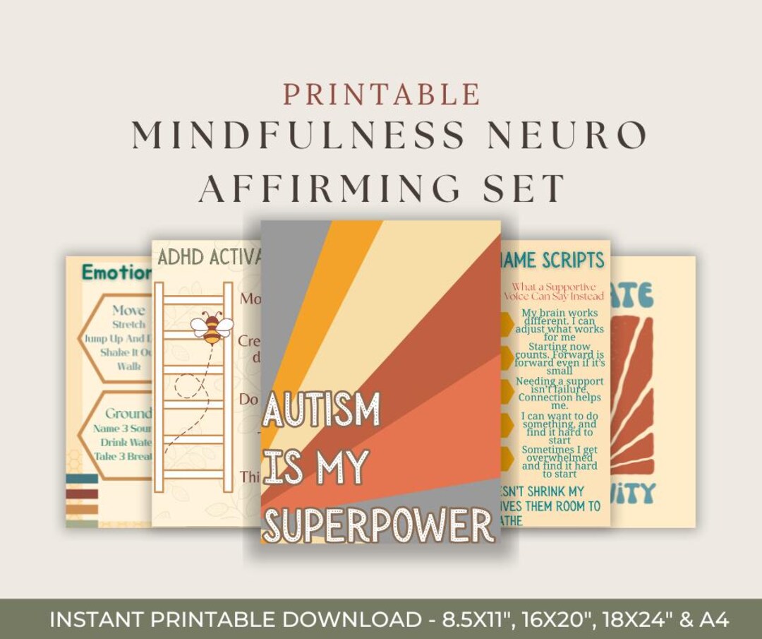 Mindfulness & Neuro-affirming Printable Set | Emotion Regulation ...