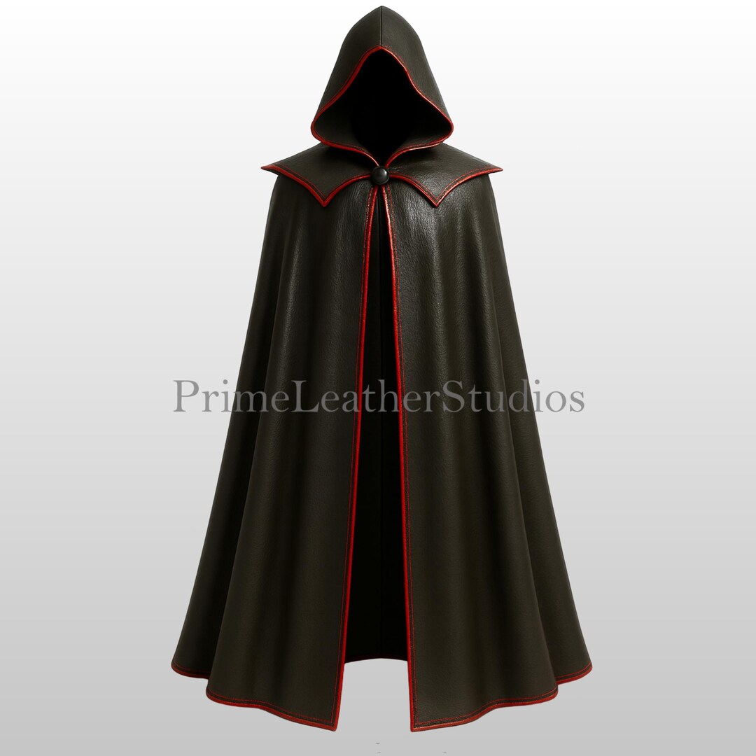 Handmade Leather Gothic Vampire Cloak | Long Black Cape for Cosplay ...