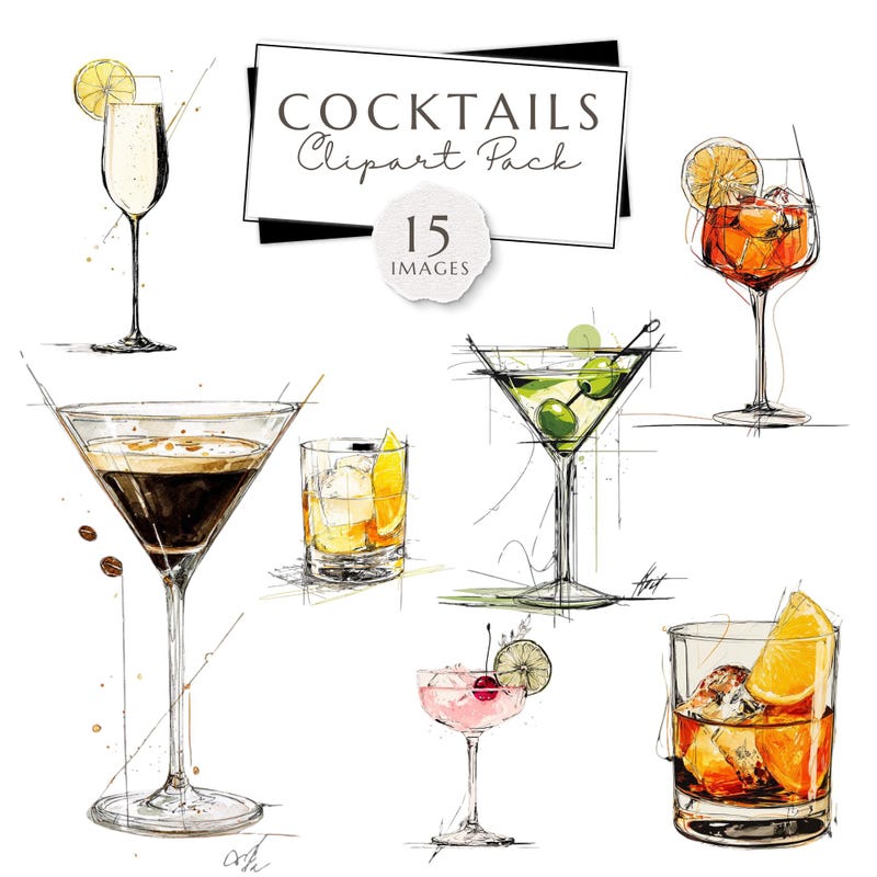 Cocktail Line Art - Etsy