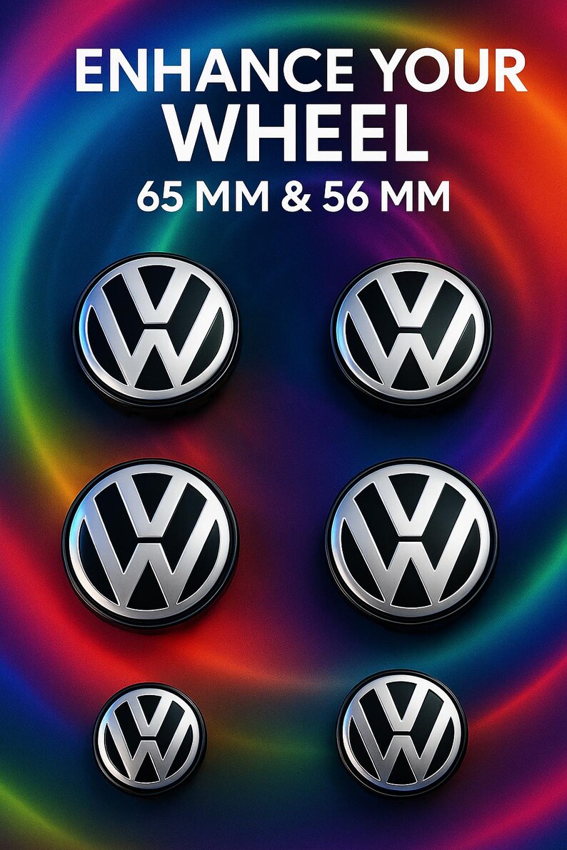 VW Wheel Center Caps: 65mm & 56mm Logo Emblem, Set of 4 - Etsy