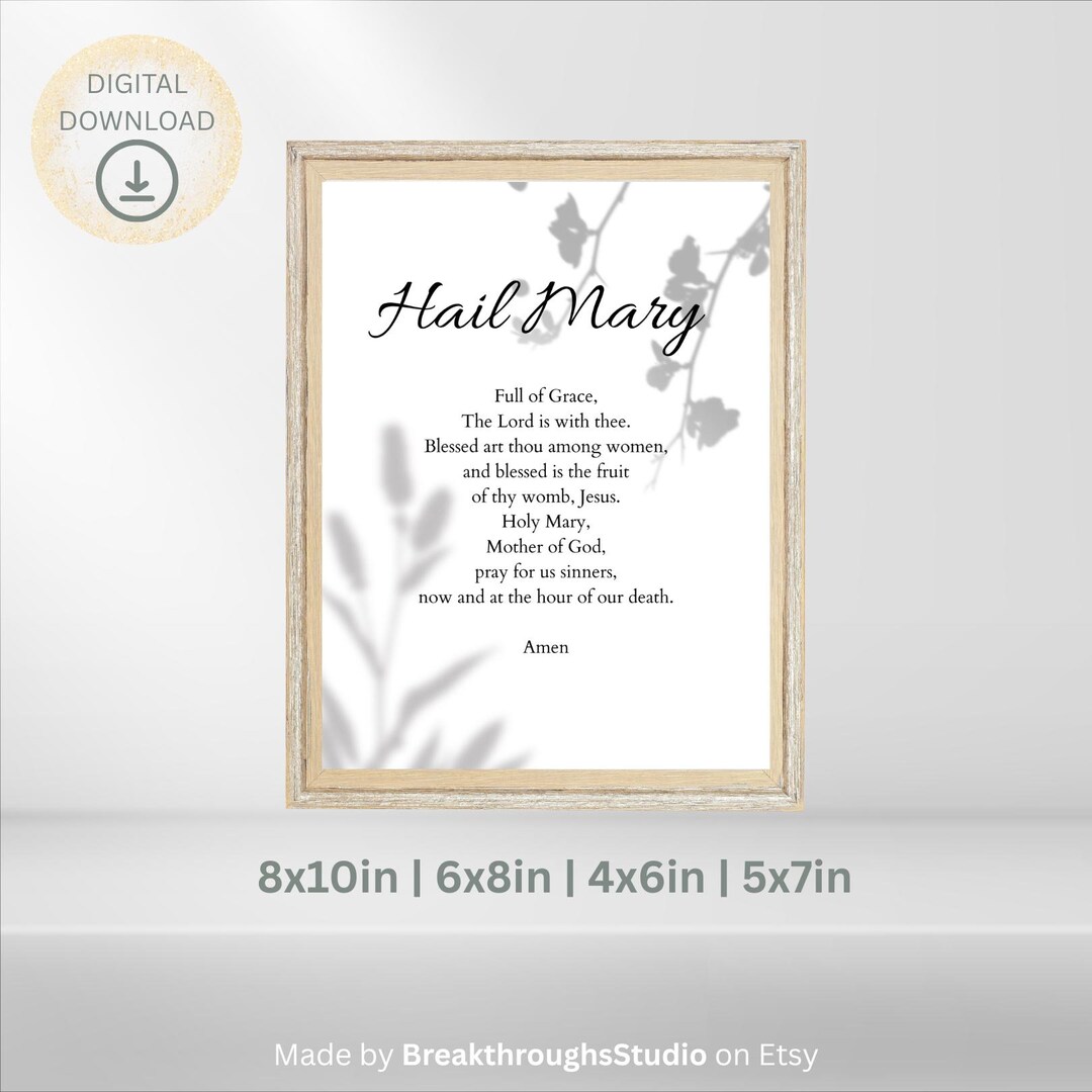 Hail Mary Prayer | Printable Digital Art | Scripture Wall Art - Etsy