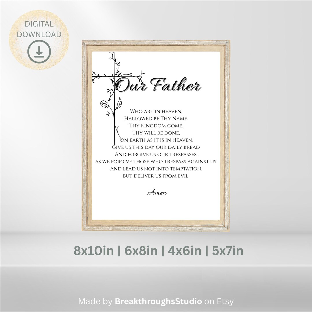 Our Father Prayer | Printable Digital Art | Scripture Wall Art - Etsy ...