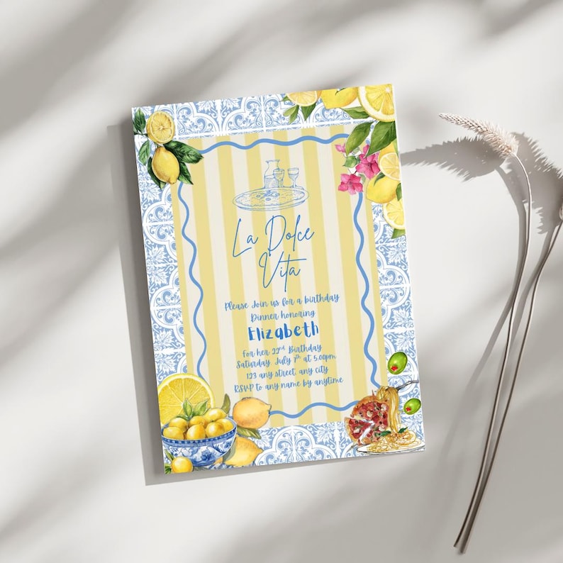 Italian Summer Birthday Invitation - Etsy