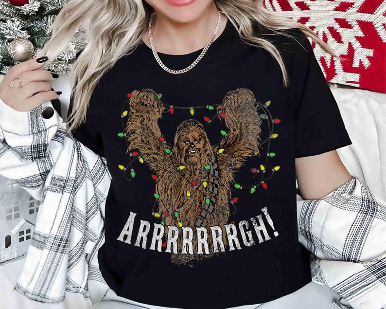 Retro Chewbacca Roar Christmas Lights Graphic Sweatshirt, Funny Disney ...