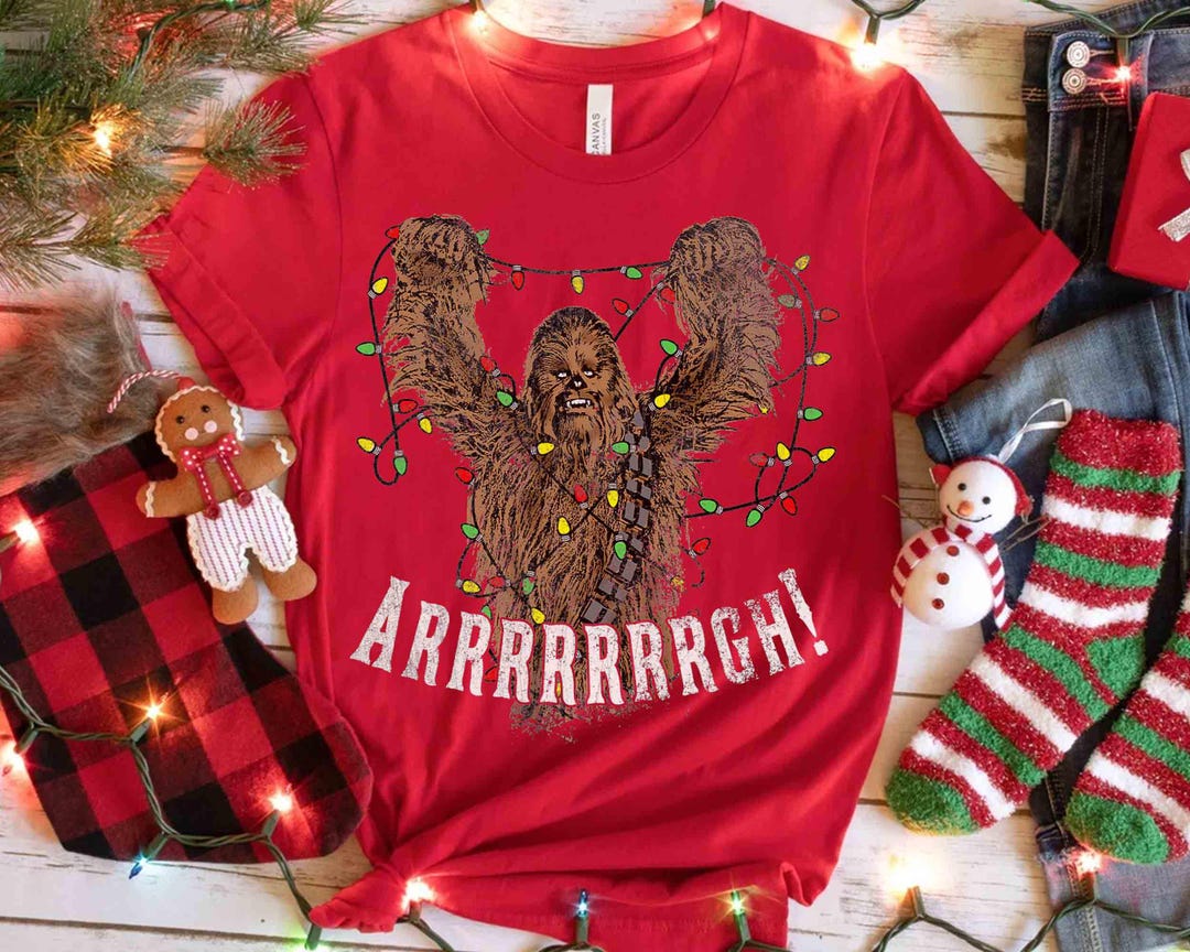 Retro Chewbacca Roar Christmas Lights Graphic Sweatshirt, Funny Disney ...