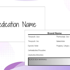 Medication Flash Card Template for Nursing Students - Etsy