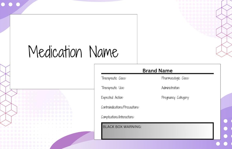 Medication Flash Card Template for Nursing Students - Etsy