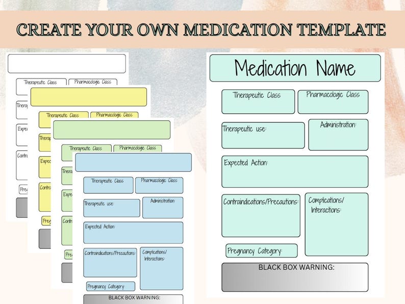 Fillable Medication Template for Nursing Students - Etsy