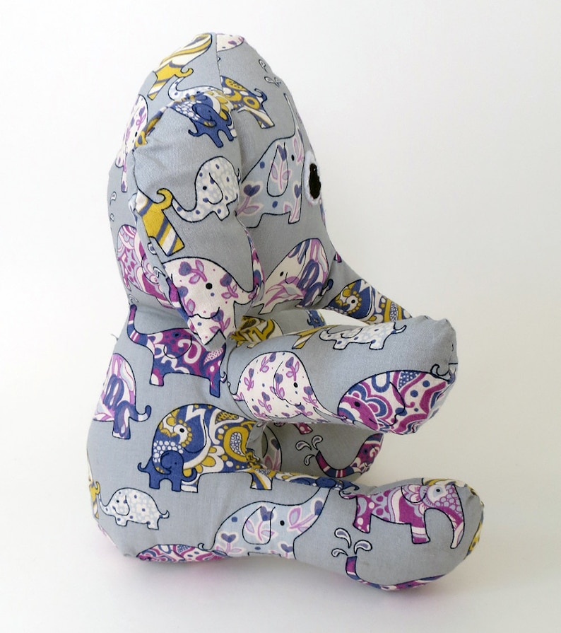 Purple and Mustard Elephants on Grey Stuffed Animal Elephant Toy - Etsy