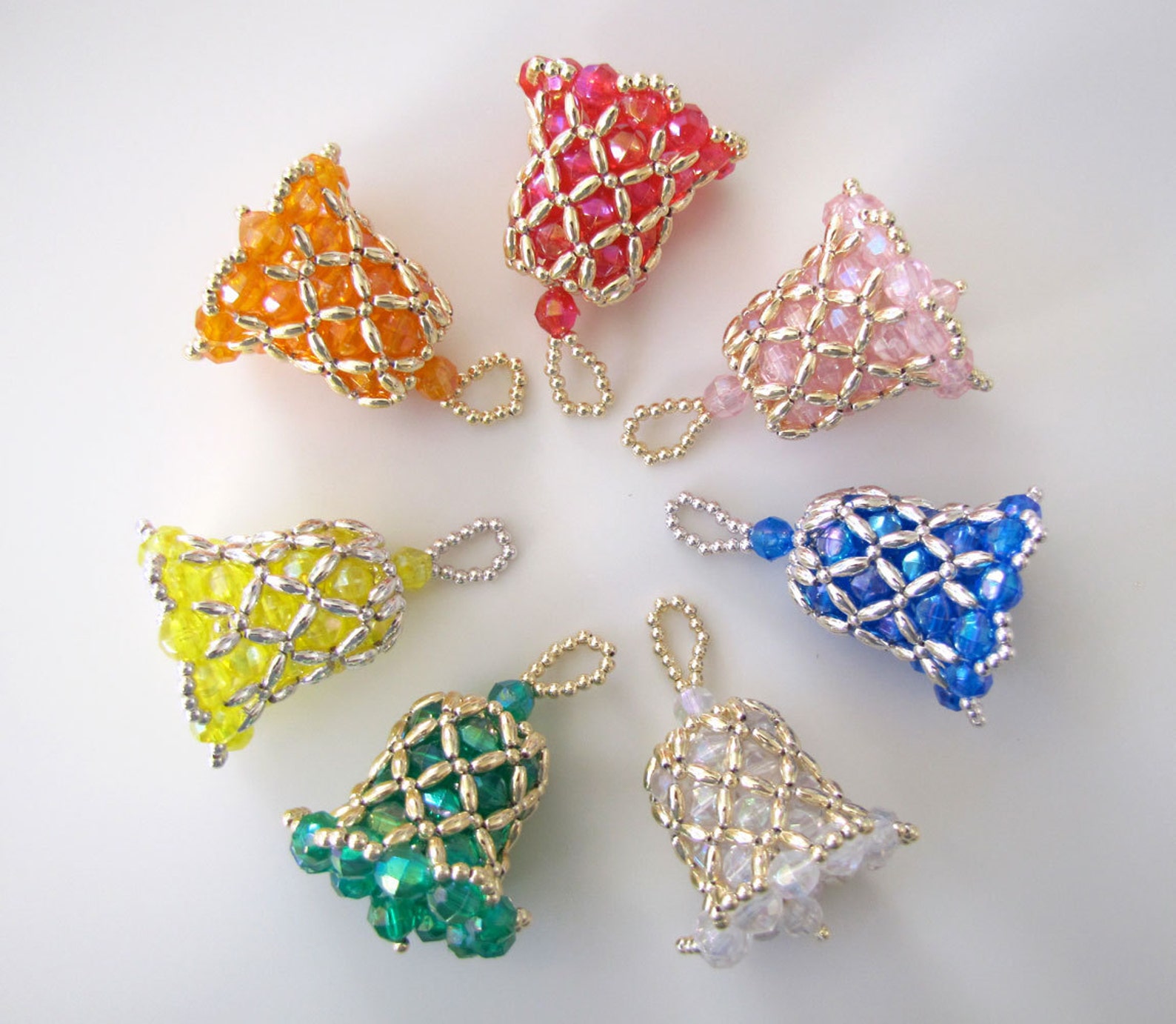 Special Order: Beaded Bell Ornaments in Aurora Borealis - Etsy Canada