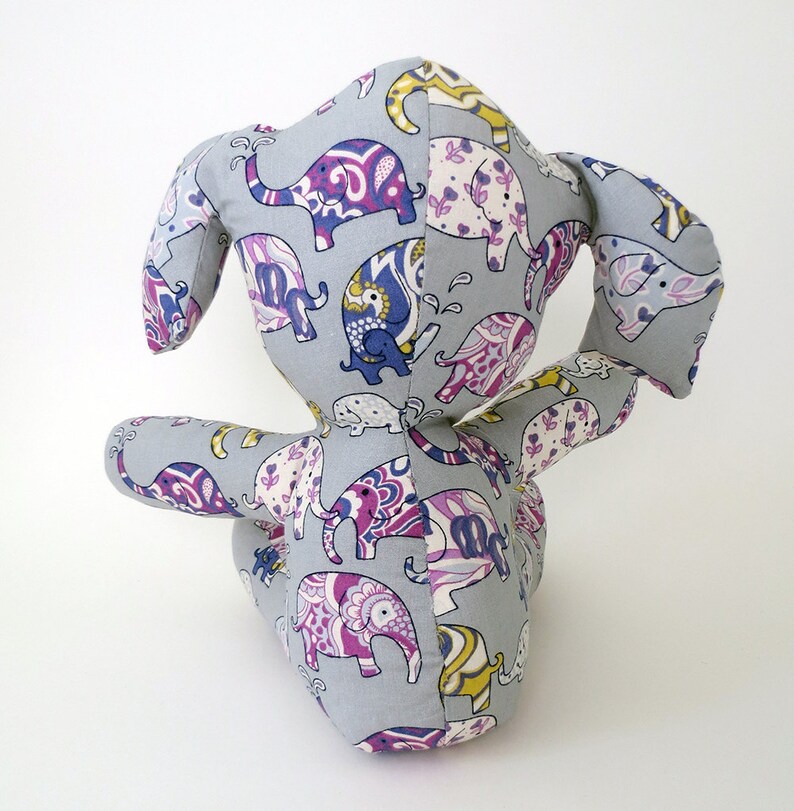 Purple and Mustard Elephants on Grey Stuffed Animal Elephant Toy - Etsy