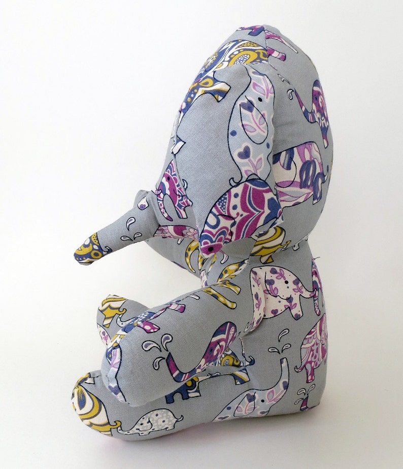 Purple and Mustard Elephants on Grey Stuffed Animal Elephant Toy - Etsy