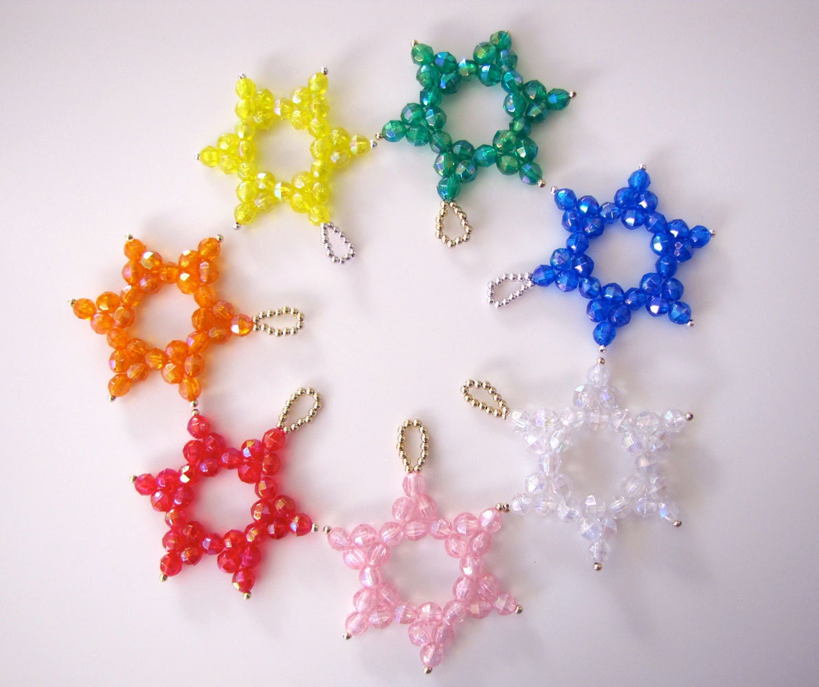 Special Order: Beaded Star Ornaments in Aurora Borealis - Etsy