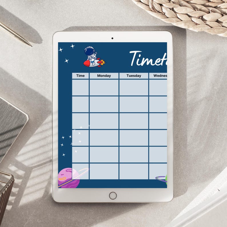 Printable Space-themed Kids Weekly Schedule - Astronaut Printable ...