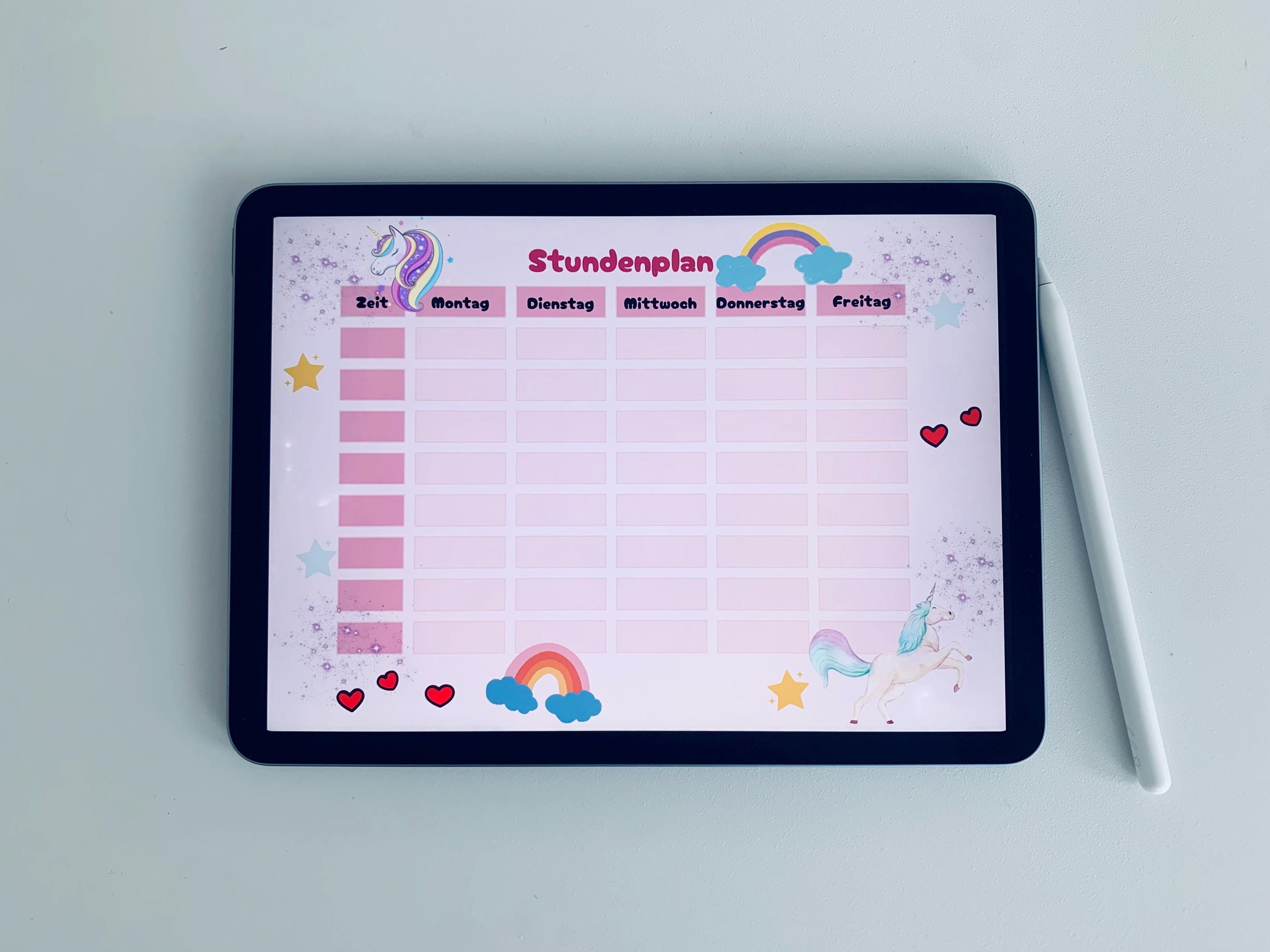 Digital Unicorn Timetable With Rainbow & Glitter | Printable School ...
