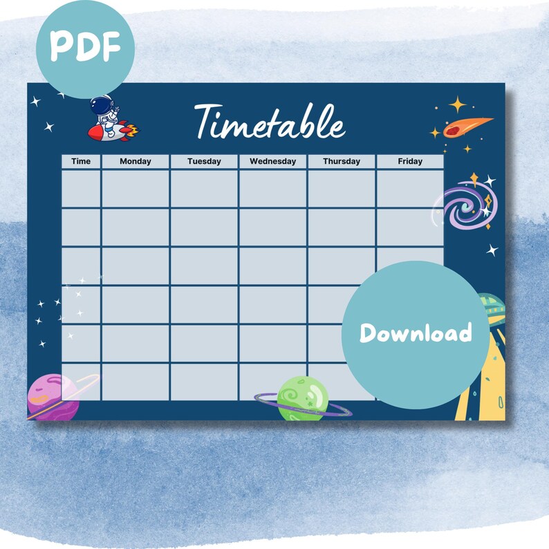 Printable Space-themed Kids Weekly Schedule - Astronaut Printable ...