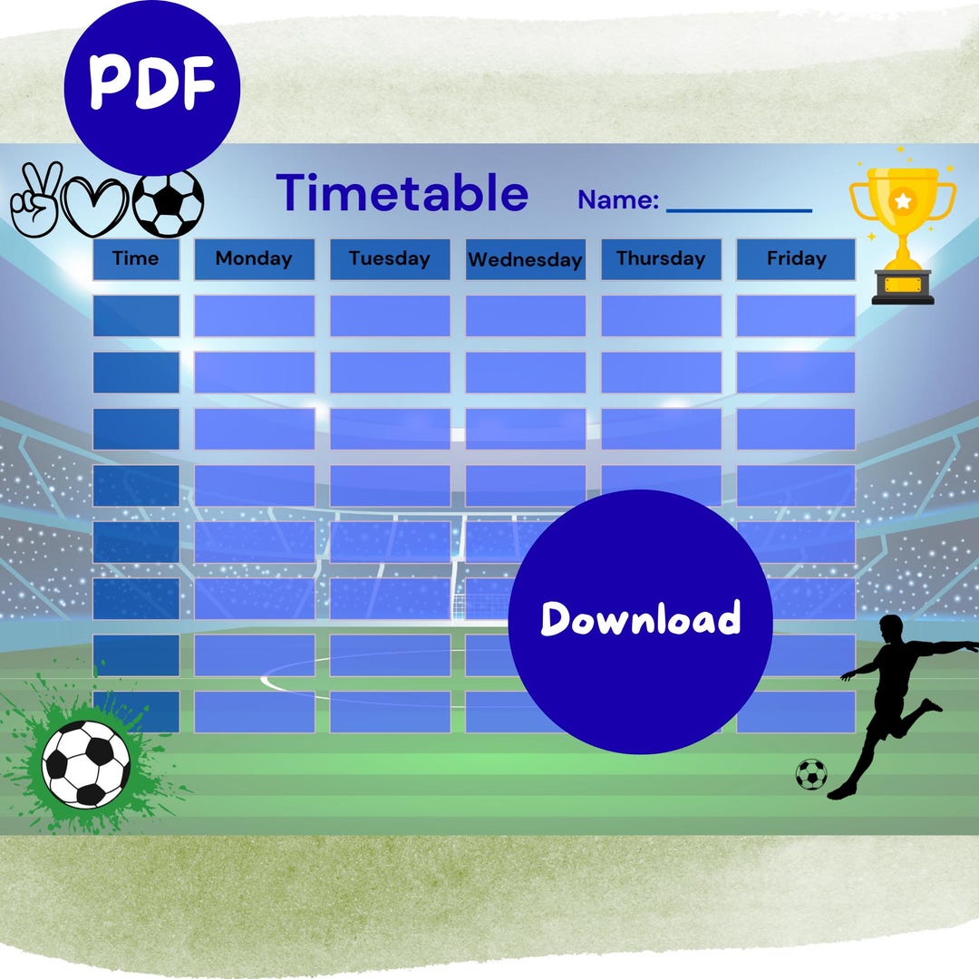 Soccer/football Schedule Timetable – Sporty School Planner for Little ...