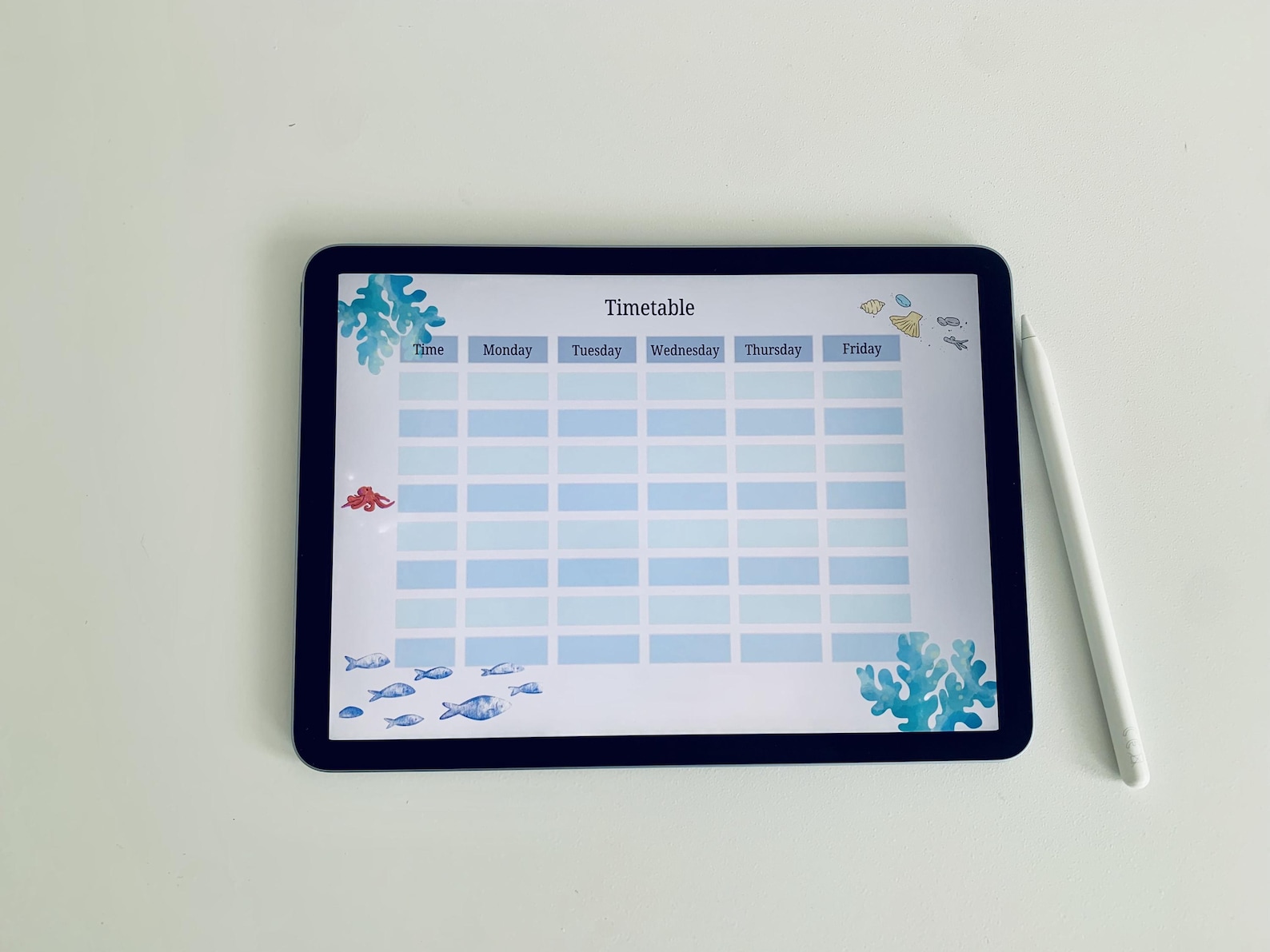 Digital Timetable Ocean-themed Kids | Printable School Schedule PDF ...