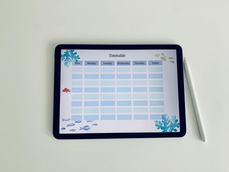 Ocean-themed Kids Timetable | Printable School Schedule PDF | Under the ...