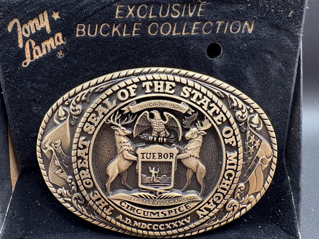 State of MICHIGAN Tony Lama Belt Buckle - Etsy