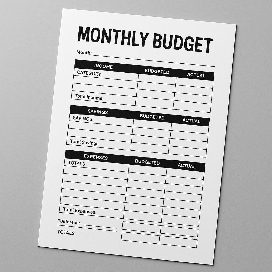 Monthly Budget Breakdown for Beginners | Printable & Fillable PDF ...