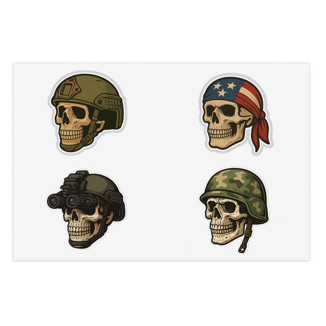 Military Skull Sticker Pack, Tactical, Camo, Night Vision & Patriotic ...