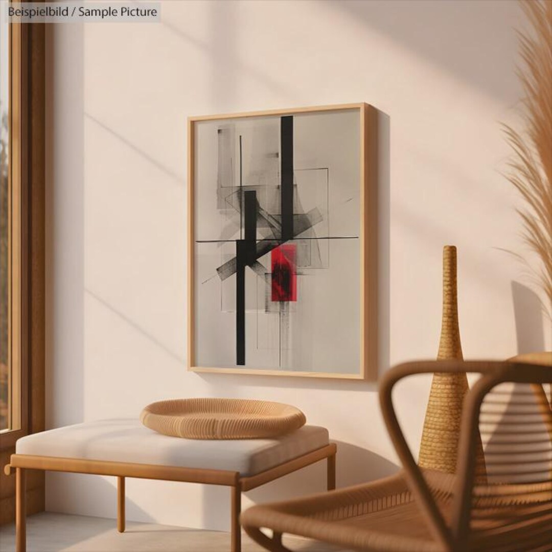 Modern Abstract Art Print, Black & Red Contrast (digital Download) - Etsy