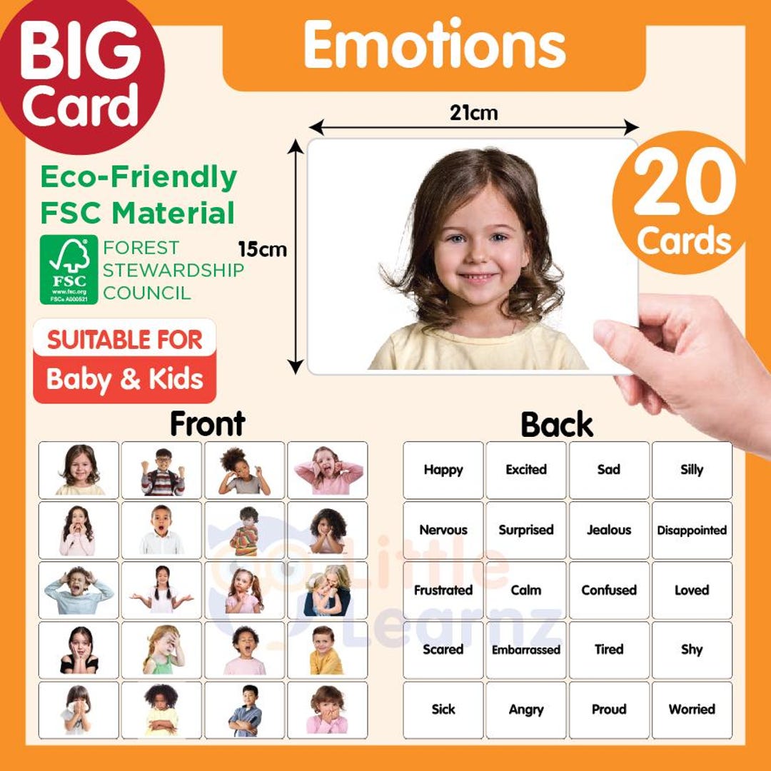 Big Flash Card - Emotion Cards (20 Cards) 15x21cm Early Development ...