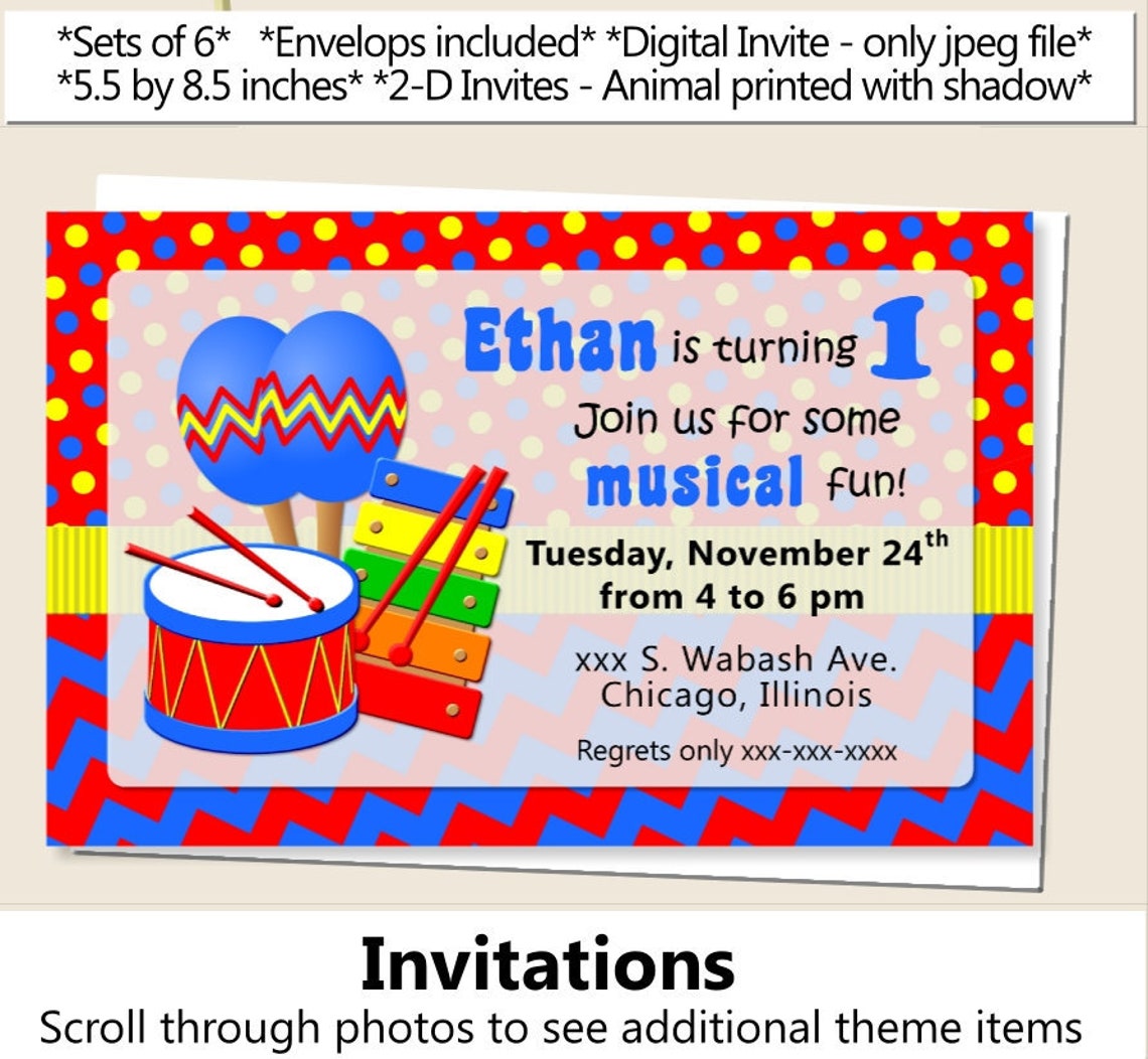 Baby Boy First Birthday Music Party INVITATION Invite Baby | Etsy