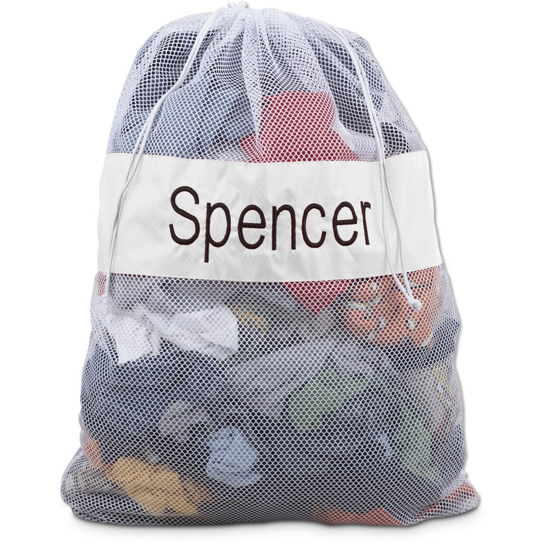 Personalized Monogrammed Large Mesh Laundry Bag With White Trimfree ...