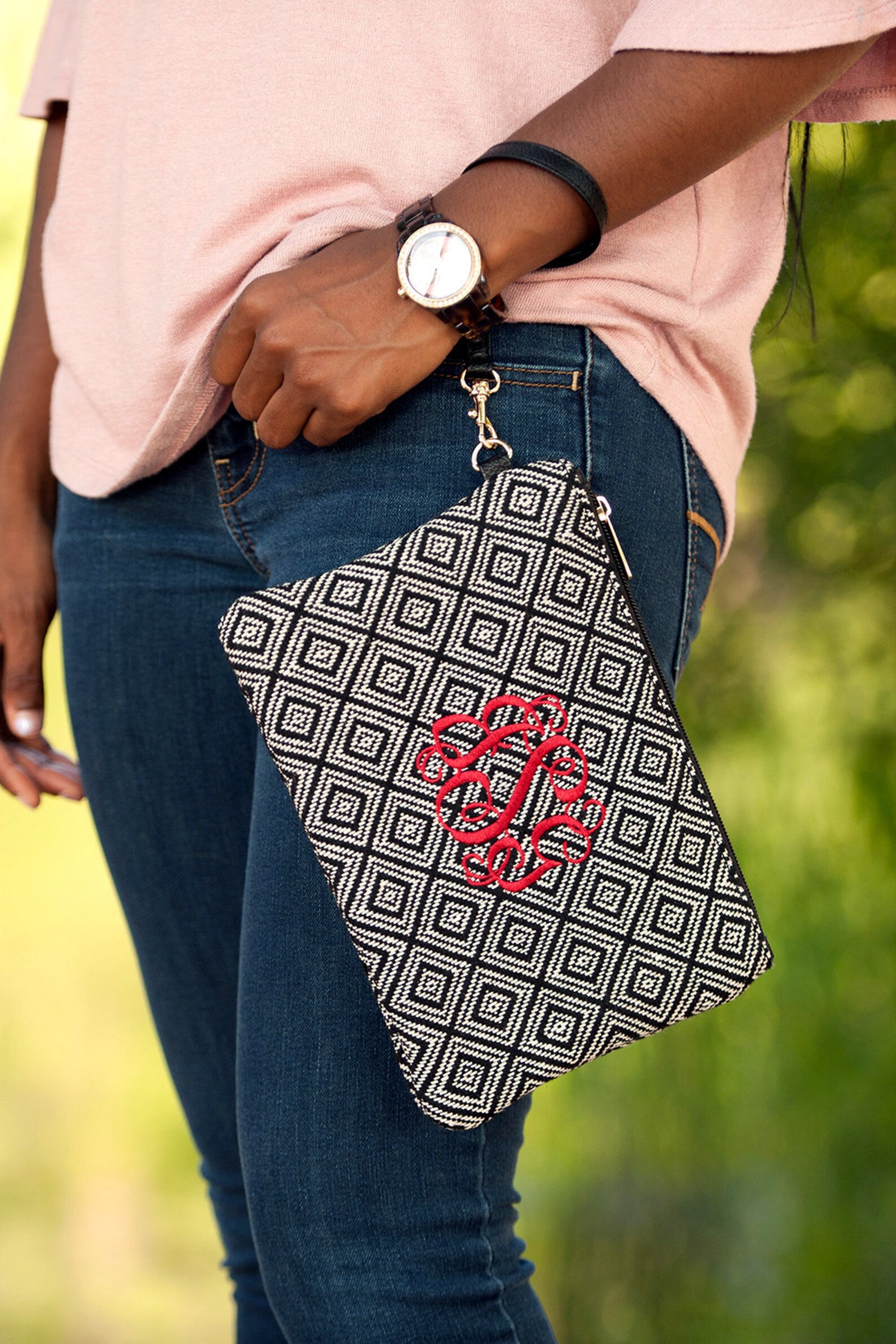 CLEARANCE Monogrammed Everly Black Diamond Clutch Purse | Etsy