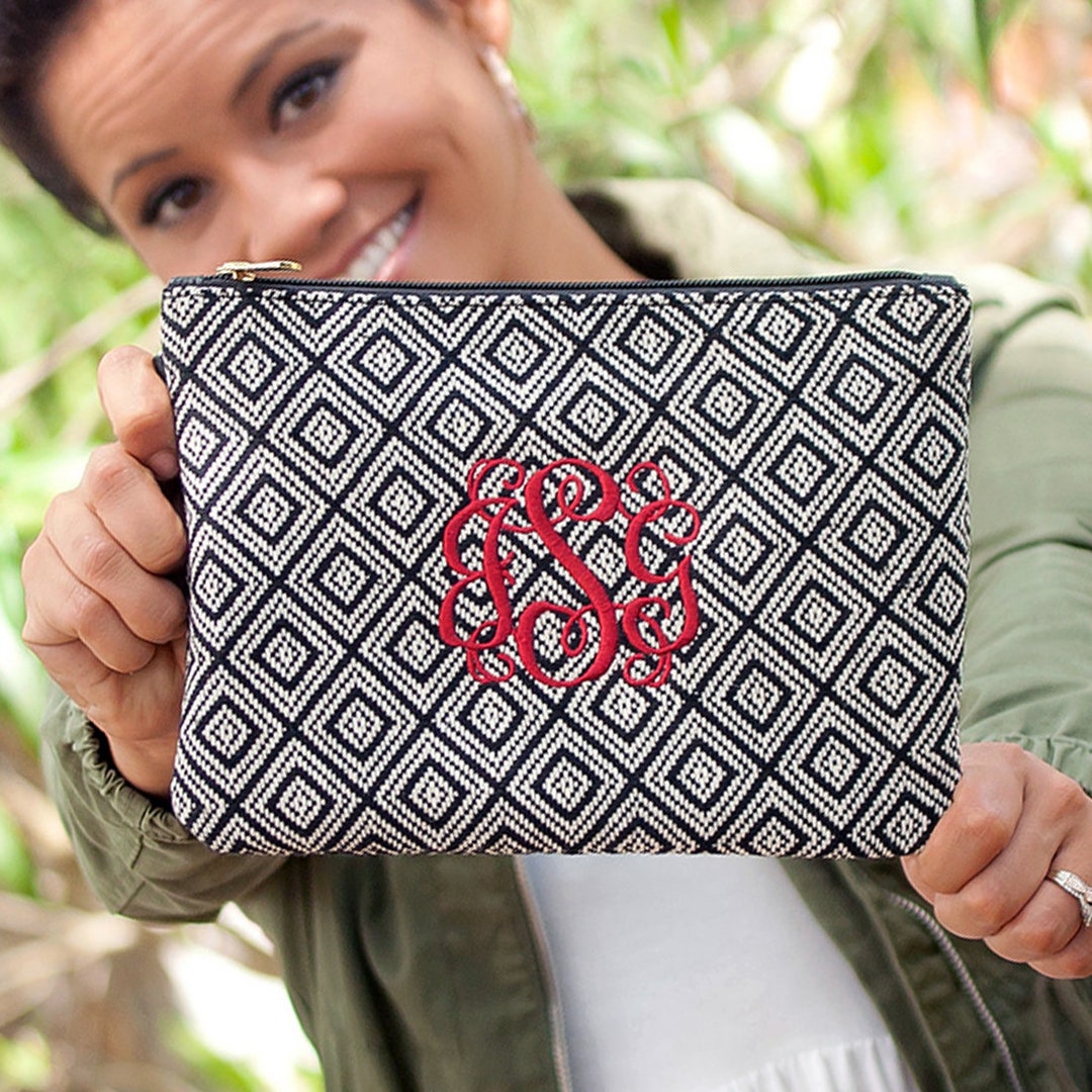 CLEARANCE ** Monogrammed Everly Black Diamond Clutch Purse Wristlet ...