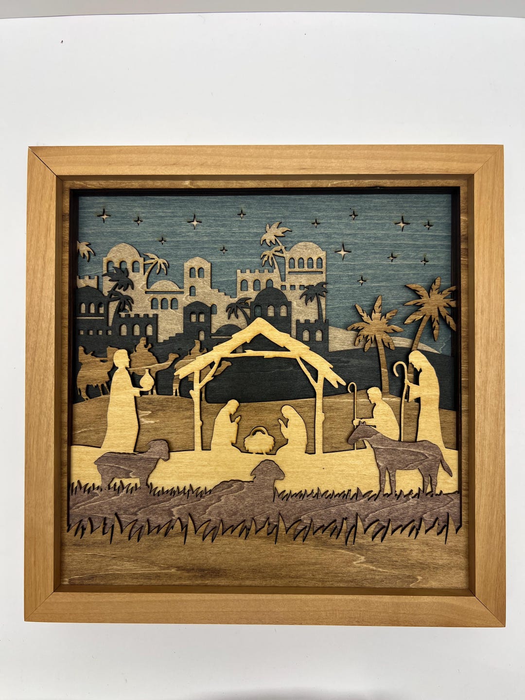 Handcrafted Multi Layer Wooden Nativity Scene – 3D Layered Shadowbox ...