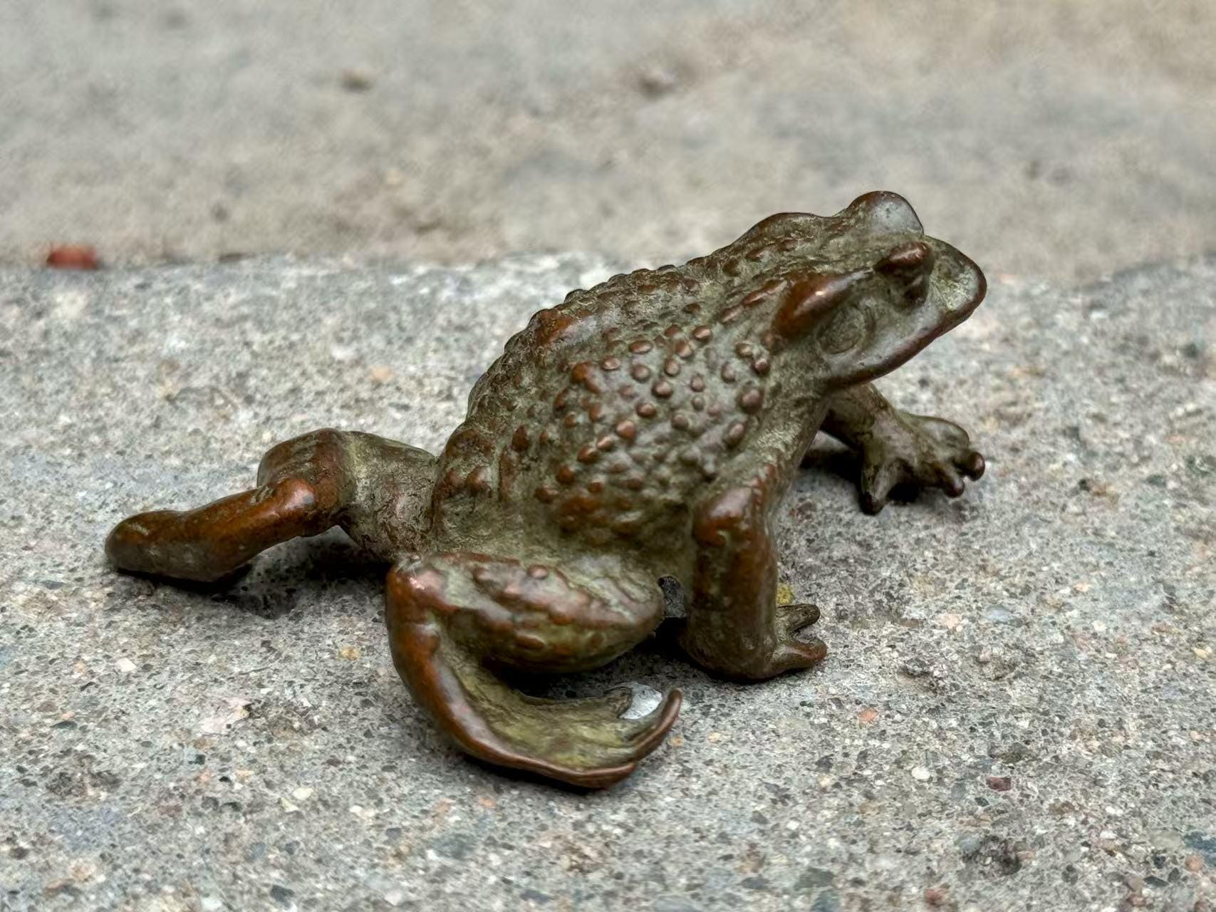 Vintage Copper Sleeping Frog Statue,carved Fengshui Lucky Animal Cute ...