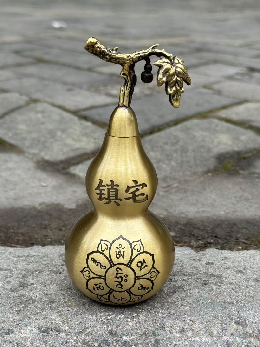 Vintage Brass Hu Lu Fengshui Decor Blessing Good Luck Prosperity Wu Lou ...