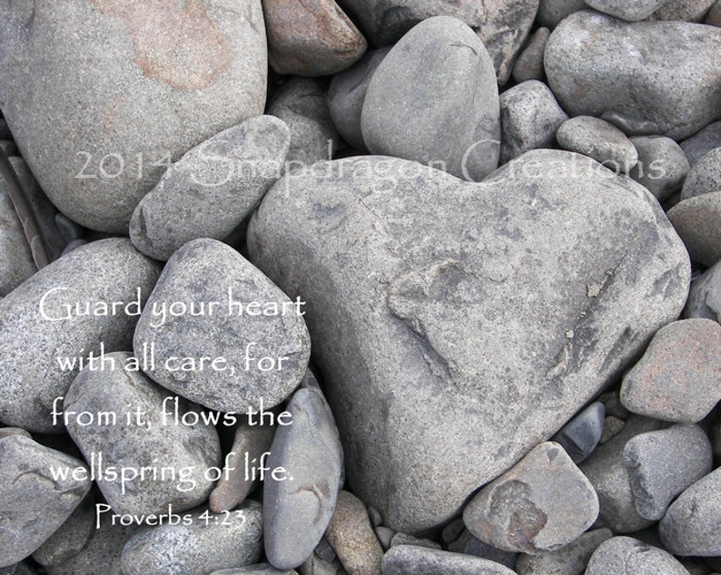 Heart of Stone 11X14 Photograph With Bible Verse Proverbs 4:23 Guard ...