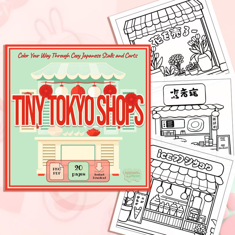 Kawaii Asian Storefronts Coloring Book – 20 Pages, Digital Download ...