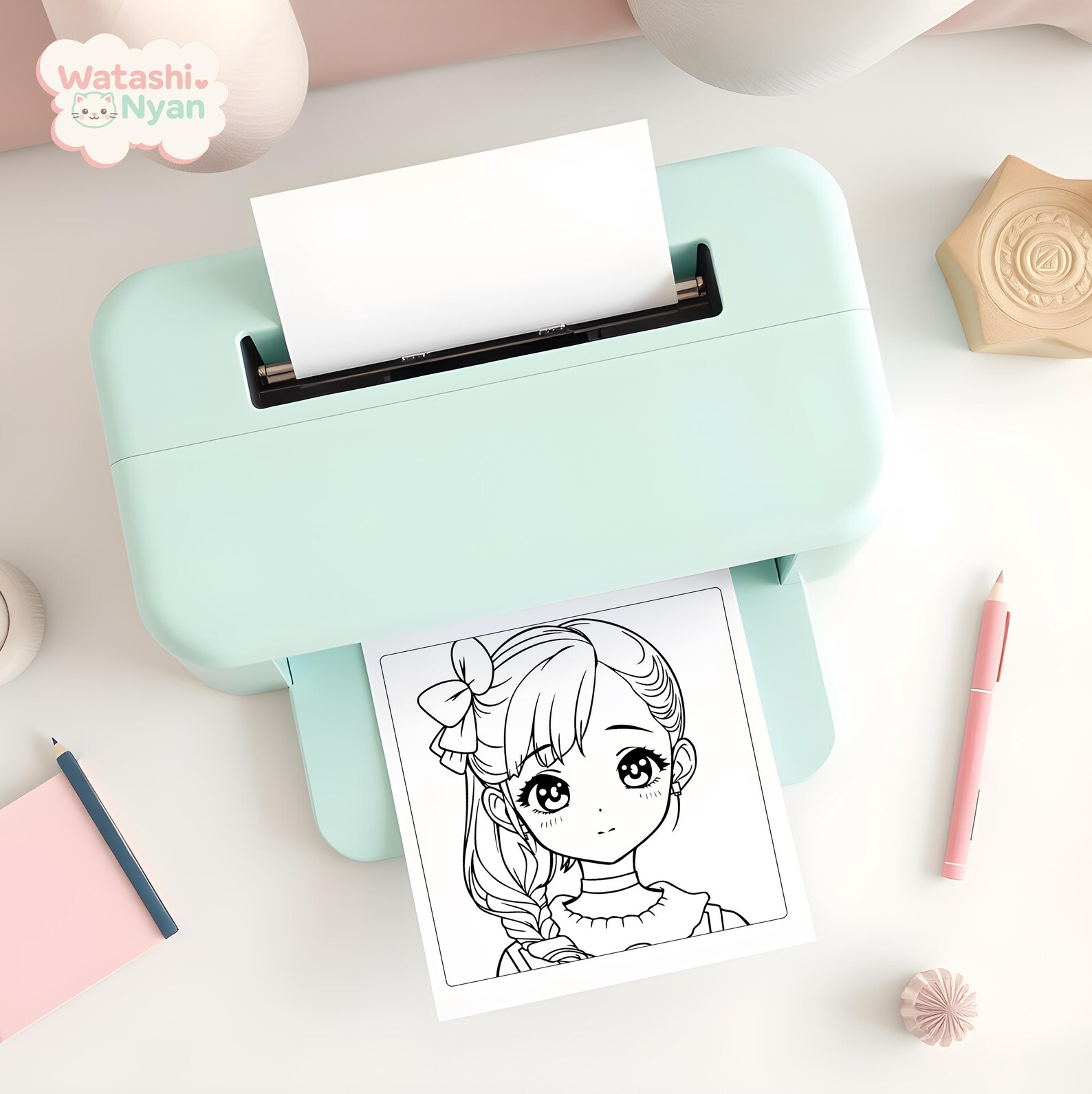 Kawaii Anime Girl Portrait Coloring Book – 35 Printable Pages for Teens ...