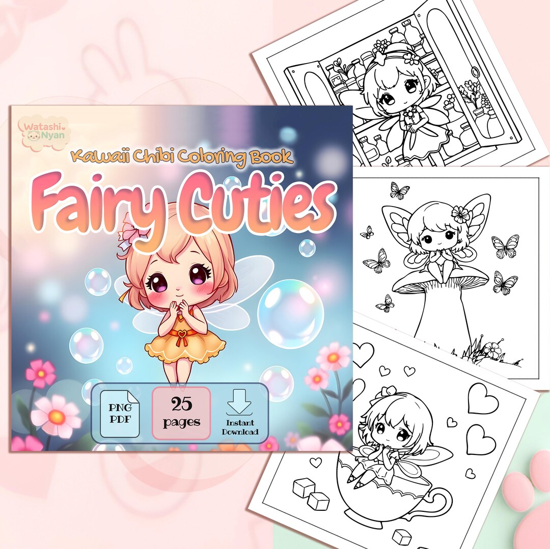 Kawaii Chibi Fairy Coloring Book – 25 Pages (PDF + PNG) - Etsy