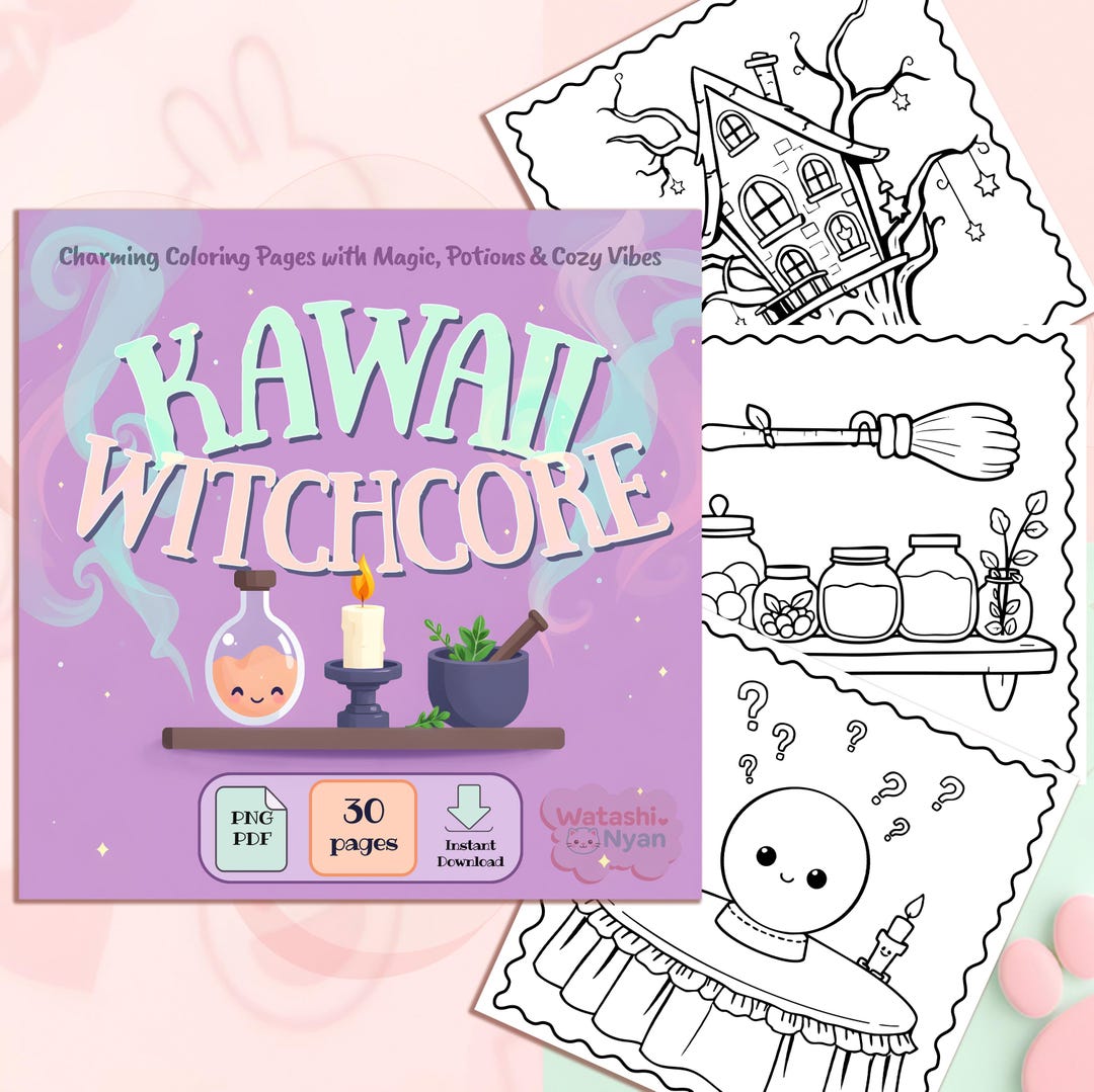 Kawaii Witchcore Coloring Book – 30 Witch Pages (digital Download) - Etsy