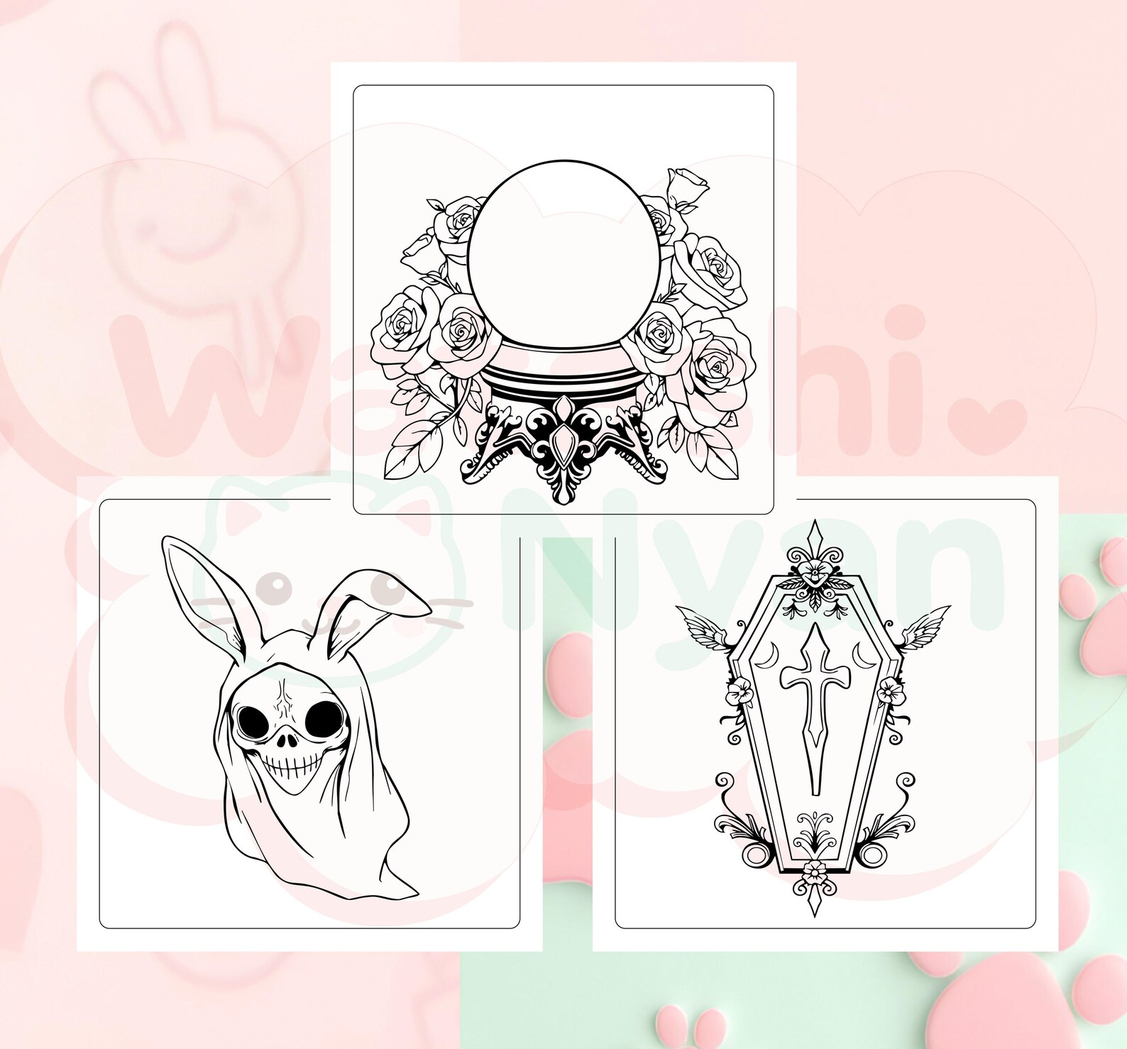 Pastel Goth Coloring Book – 27 Creepy Cute Pages | Kawaii Spooky PDF ...